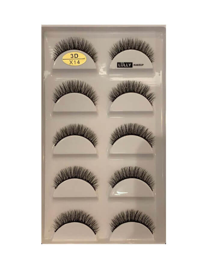 Cartela de Cílios Postiços 3D 5 Pares X14 – Lully Makeup - Fórmula Certa